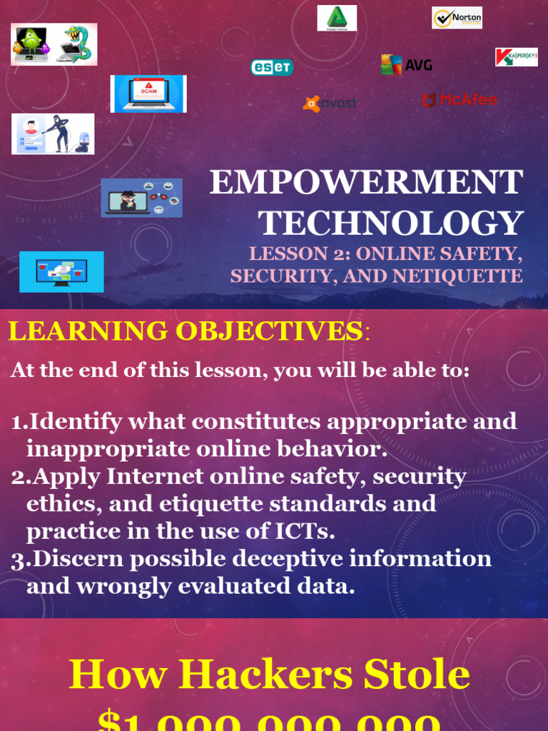 Lesson 2 Online Safety Security and Netiquettes | PDF | Malware ...