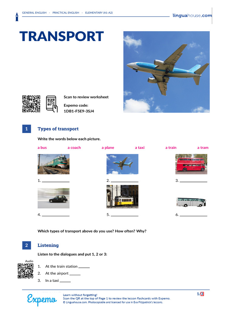 Transport Worksheet For A2 | PDF | Baggage