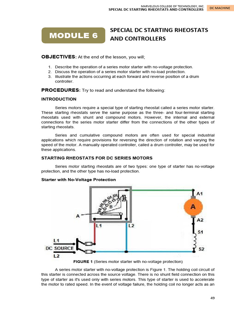 MODULE 6 - Special DC Starting Rheostats and Controllers | PDF ...