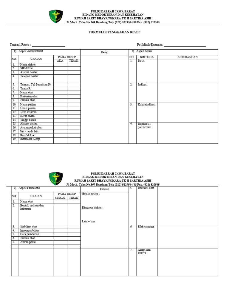 Form Skrining Resep Rsbsa | PDF