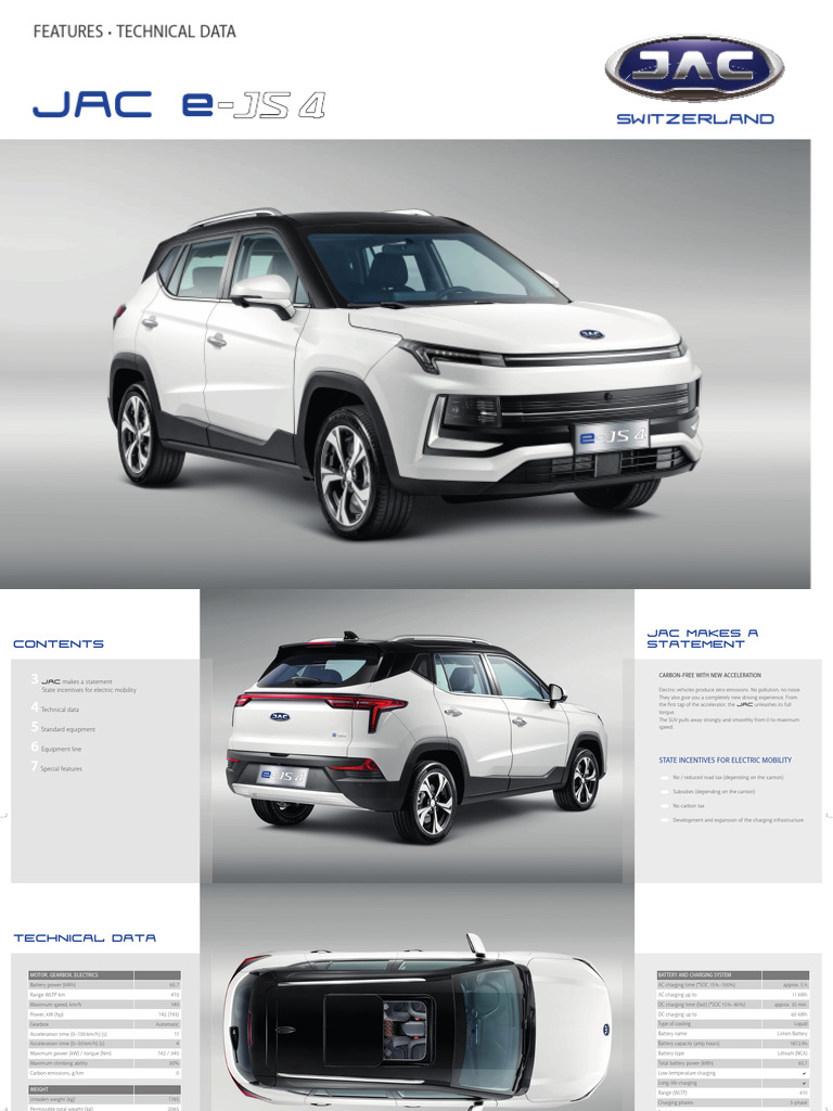 JAC e-JS4: Specs and Incentives Overview | PDF | Electric Vehicle ...