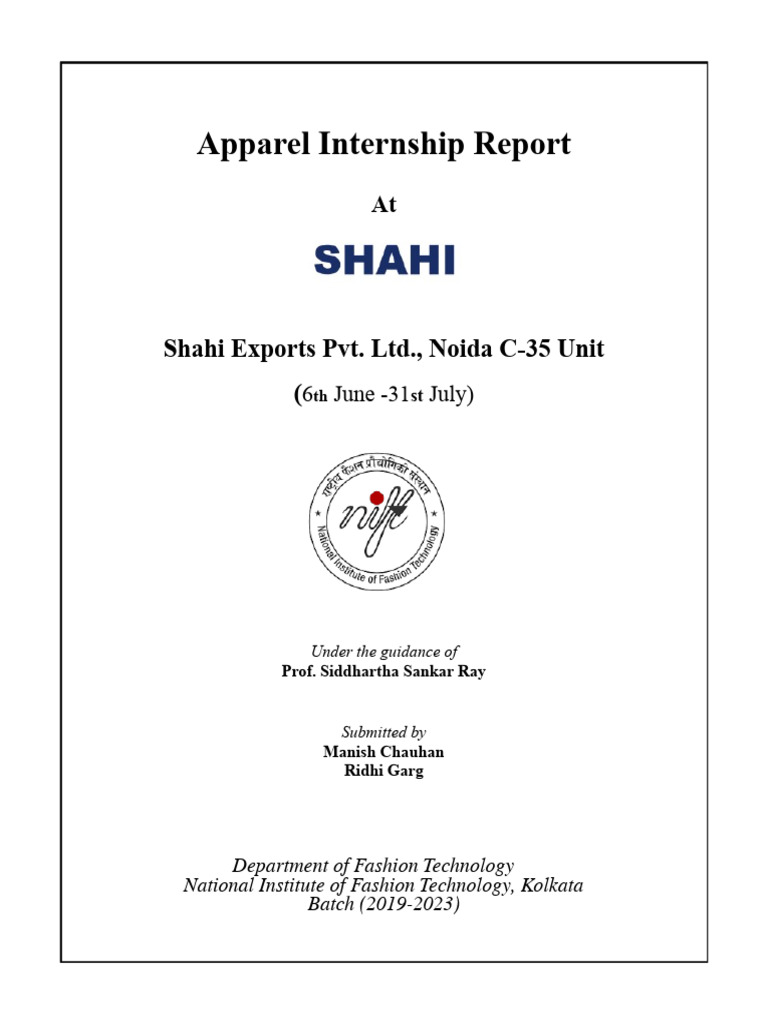 Apparel Internship Report SHAHI | PDF | Textiles