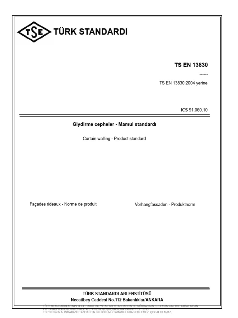 EN 13830 Curtain Walling Standard | PDF | Building Engineering ...