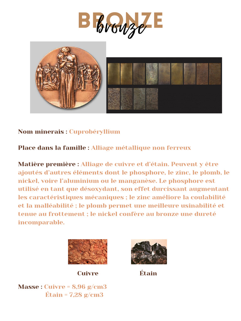 Propriétés et applications du bronze | PDF | Bronze | Génie du bâtiment