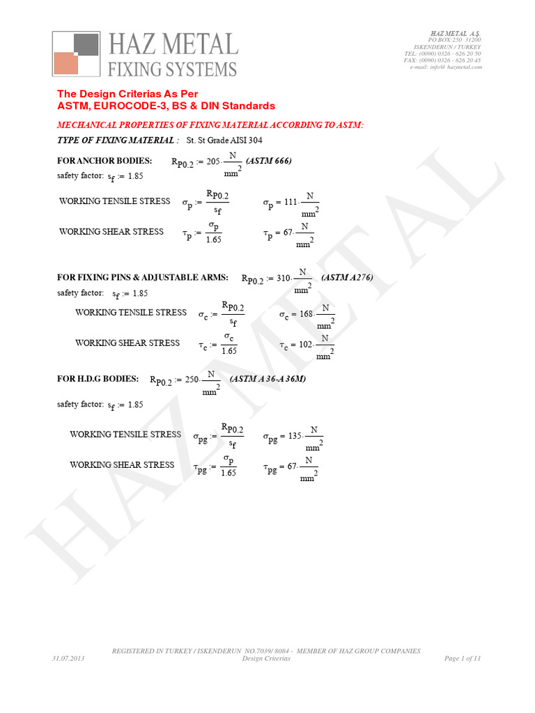 Design Criterias - ASTM, EUROCODE, BS & DIN Standards | PDF | Stress ...