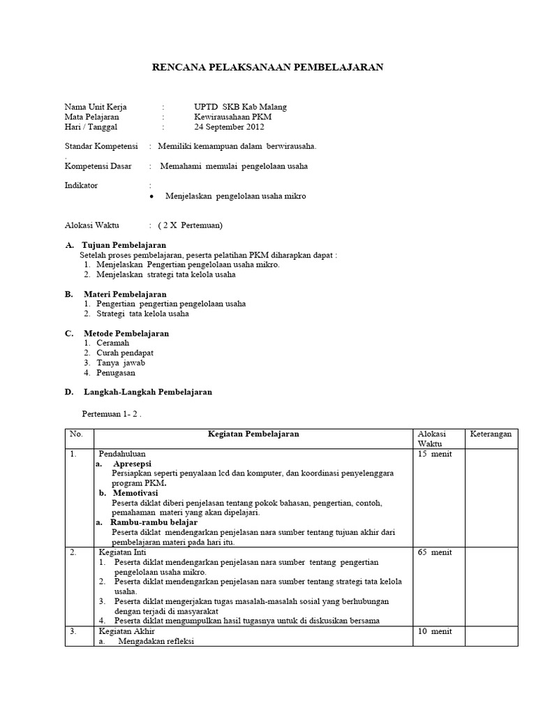 RENCANA PELAKSANAAN PEMBELAJARAN H Prihanto | PDF | Karier & Perkembangan