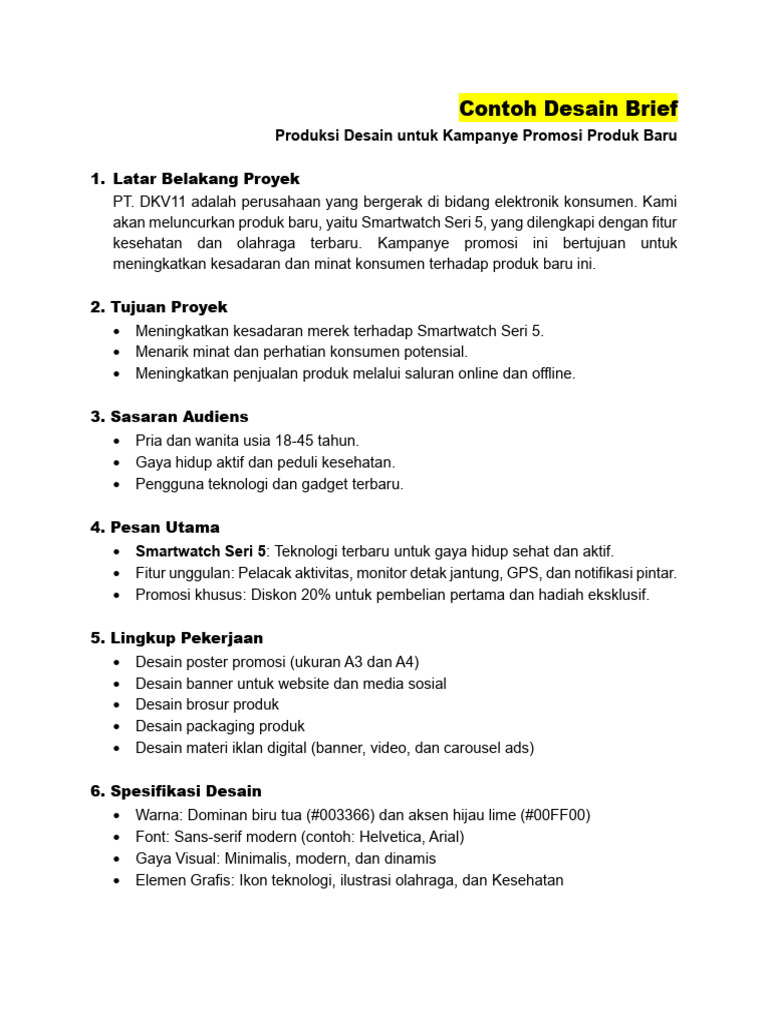 7. Contoh Desain Brief_DKV11 2024 | PDF