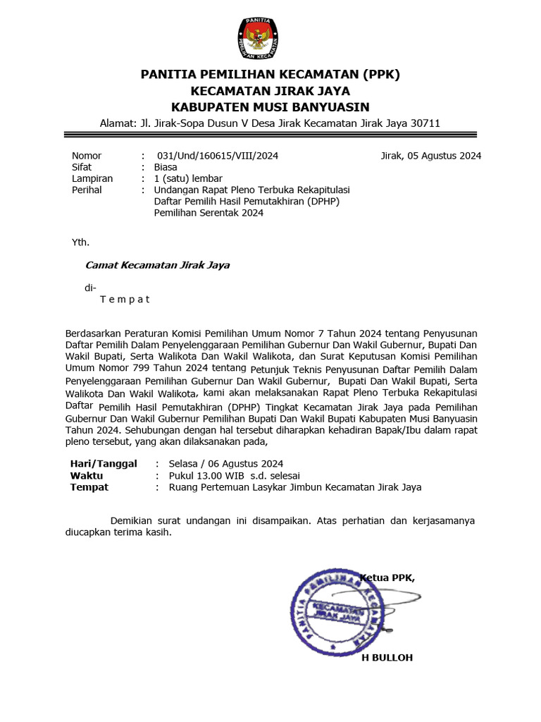 Undangan Camat Jirak Jaya | PDF Undangan Camat Jirak Jaya | PDF