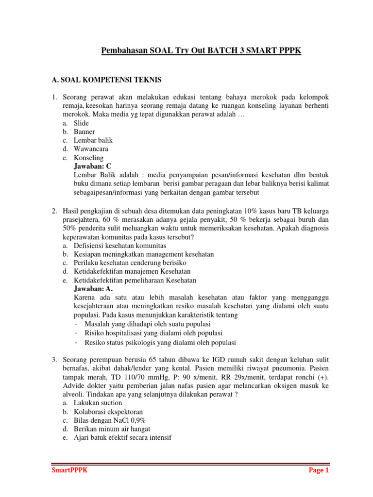 Pembahasan Soal To PPPK Perawat Batch 3 | PDF