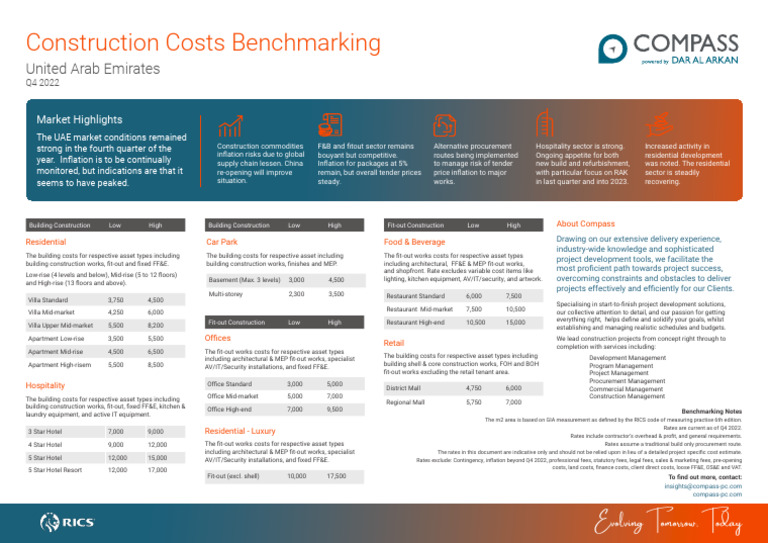 UAE Construction Cost Benchmarking Q4 2022 | PDF | Inflation | Apartment