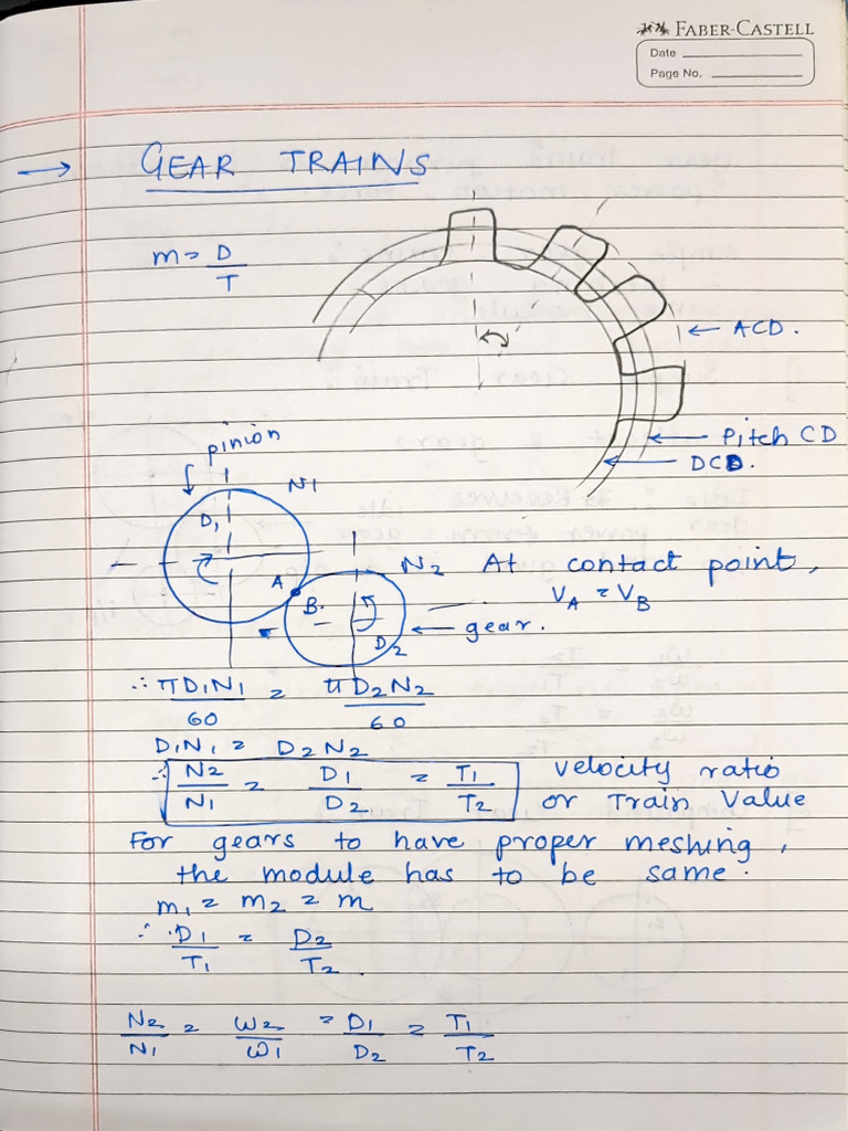 Gear Train Notes | PDF | Métodos y materiales de enseñanza