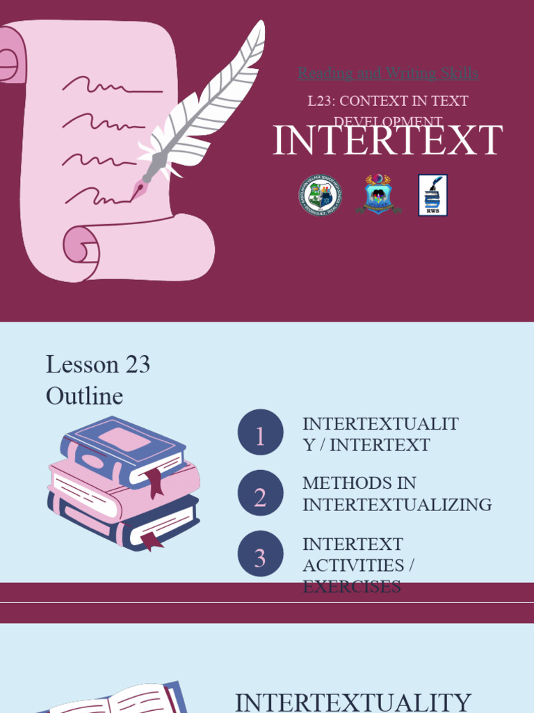 RWS MELCs Lesson 23 Context in Text Development Intertext | PDF | Intertextuality | Writing