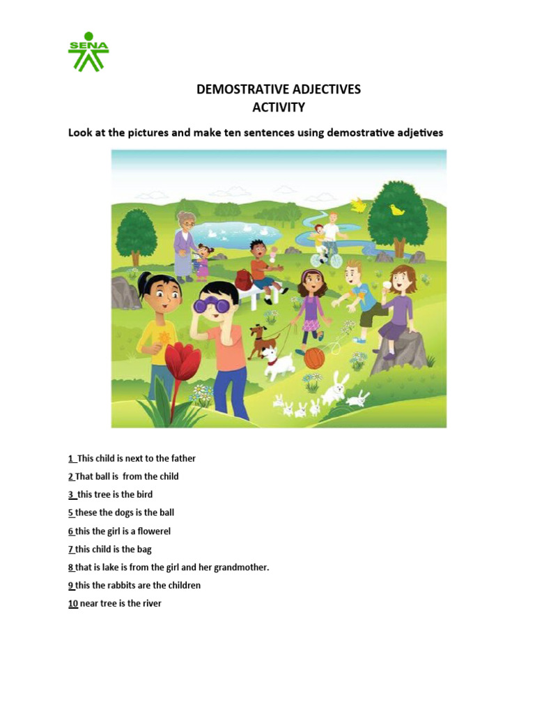 Demonstrative Adjectives Activity Guide | PDF