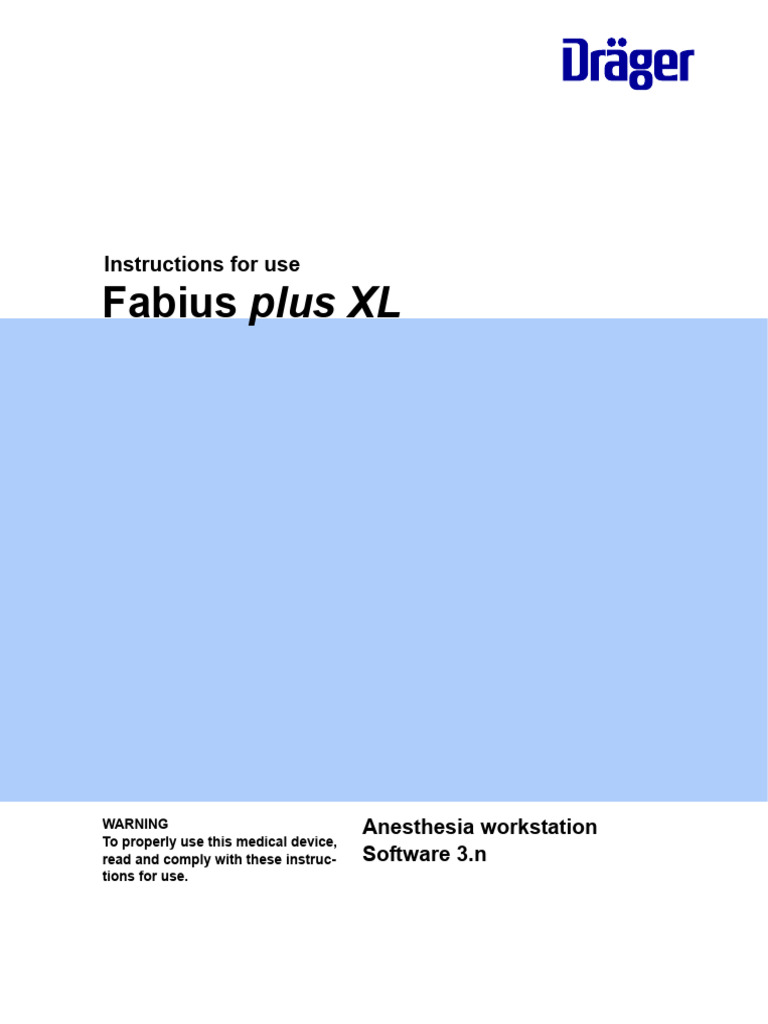 Fabius Plus XL | PDF | Anesthesia | Medical Device