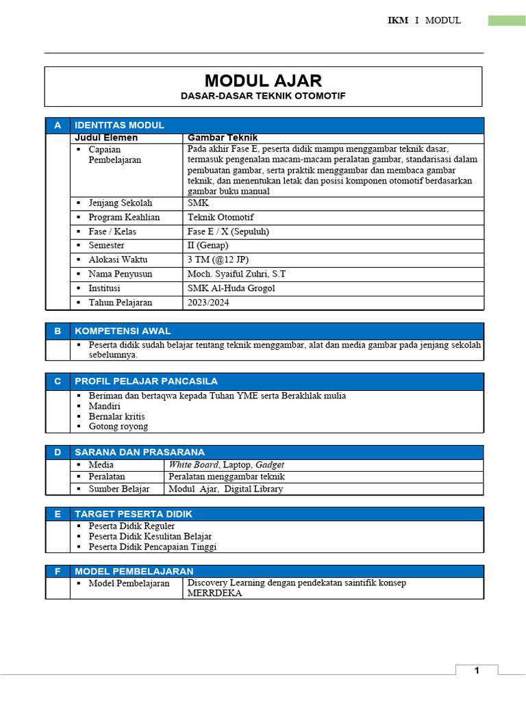 Modul Gambar Teknik SMK | PDF