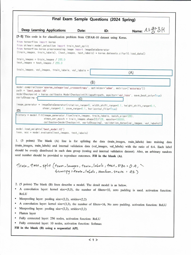 Deep Learning Practice Answer | PDF