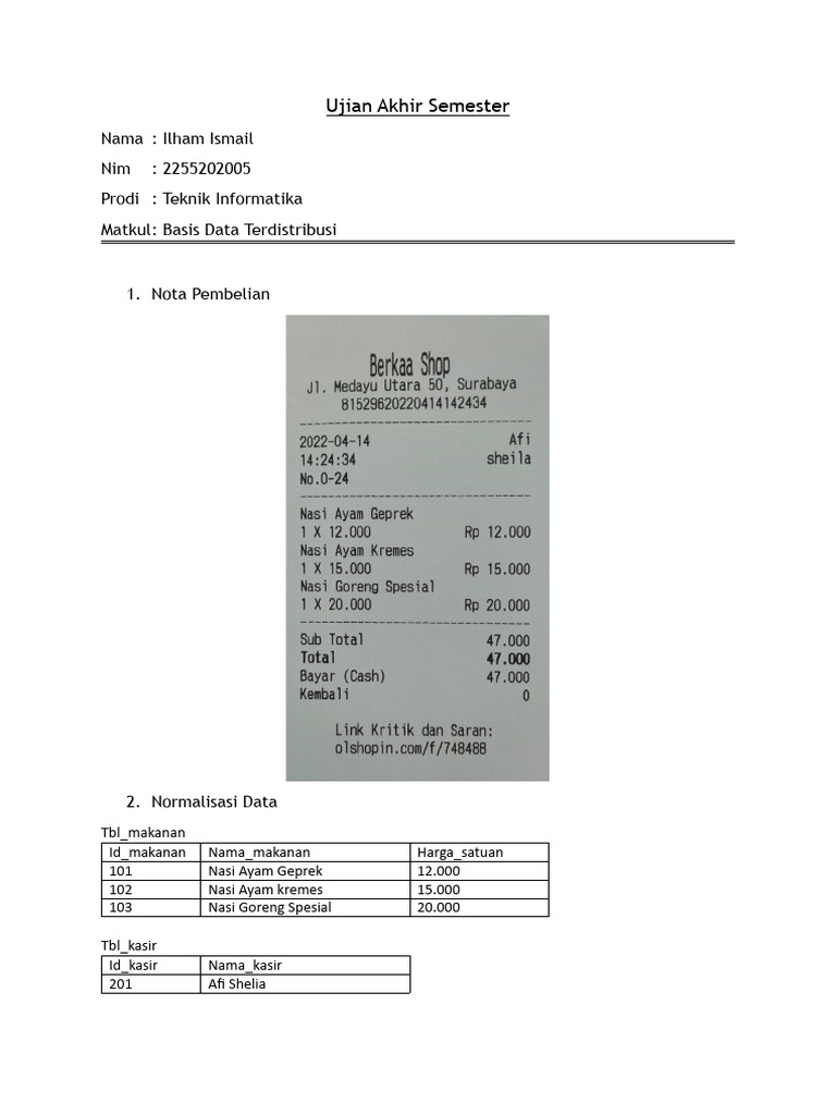 Tugas Basis Data Terdistribusi | PDF