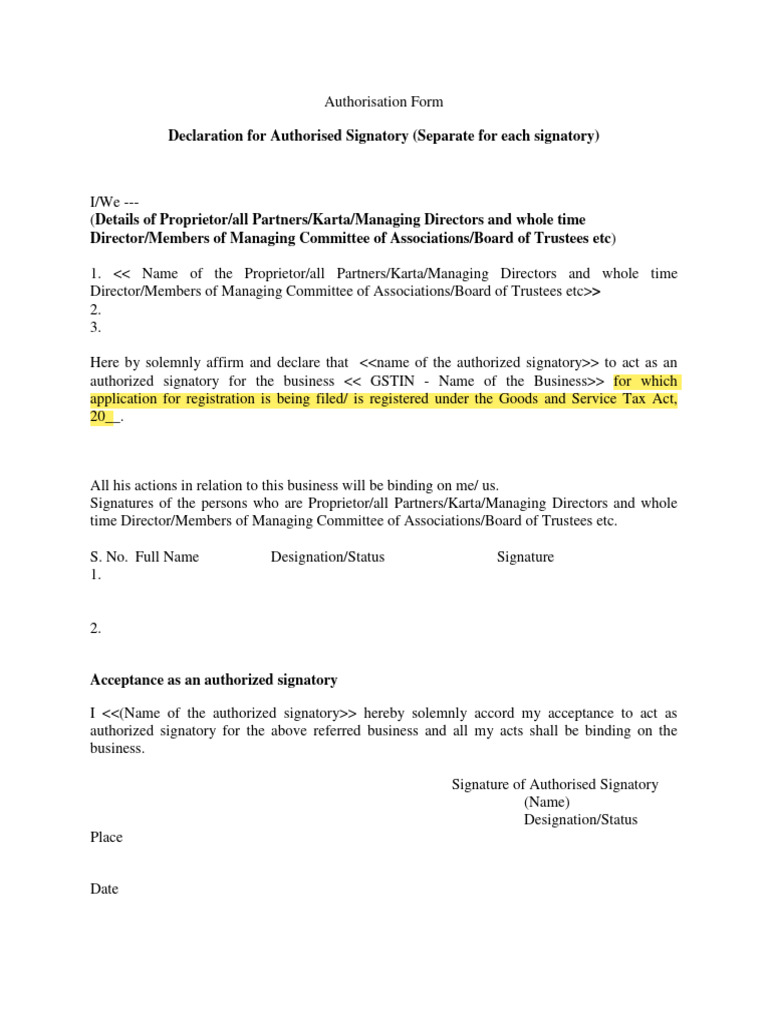 Authorisation Form | PDF