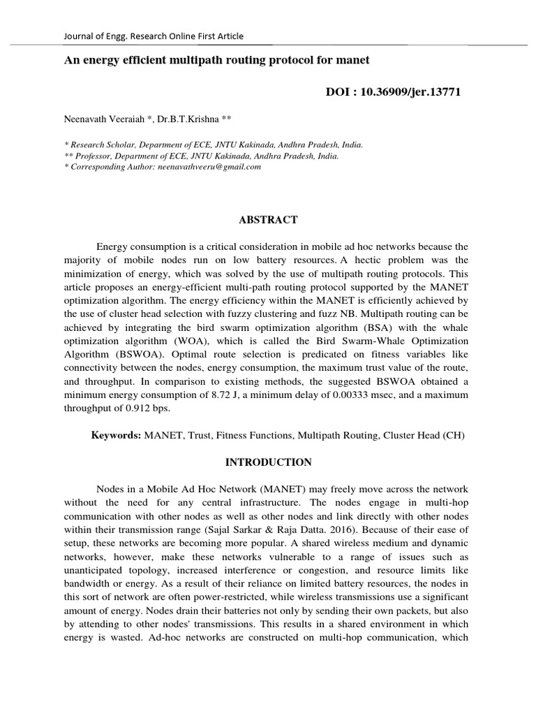 Energy-Efficient Multipath Routing in MANET | PDF | Wireless Ad Hoc Network | Routing