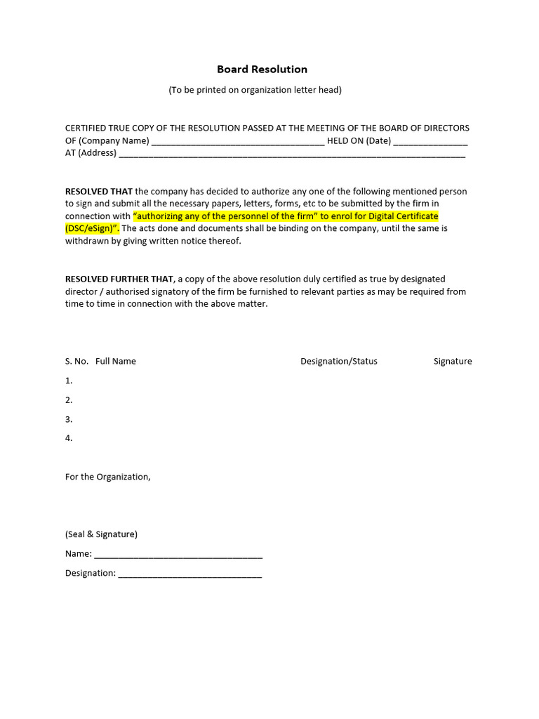 Board Resolution Updated | PDF