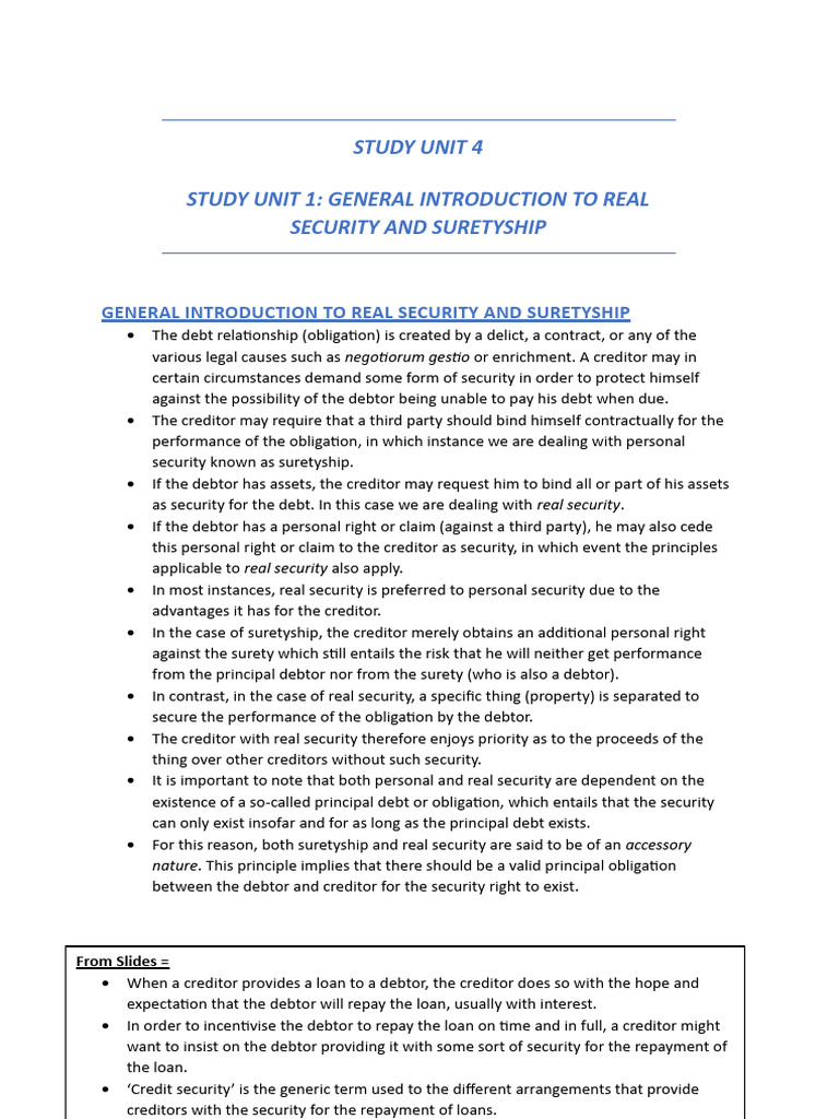 Study Unit 4 | PDF | Surety | Guarantee
