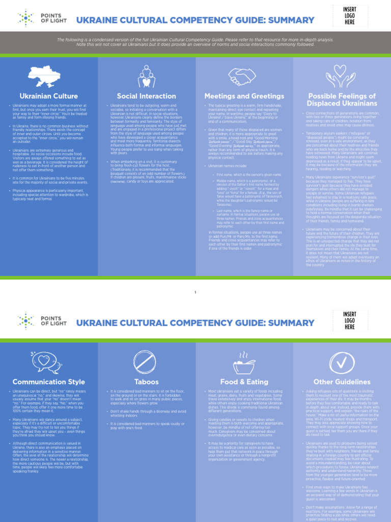 Ukraine Cultural Competency Guide | PDF | Caregiver | Foods