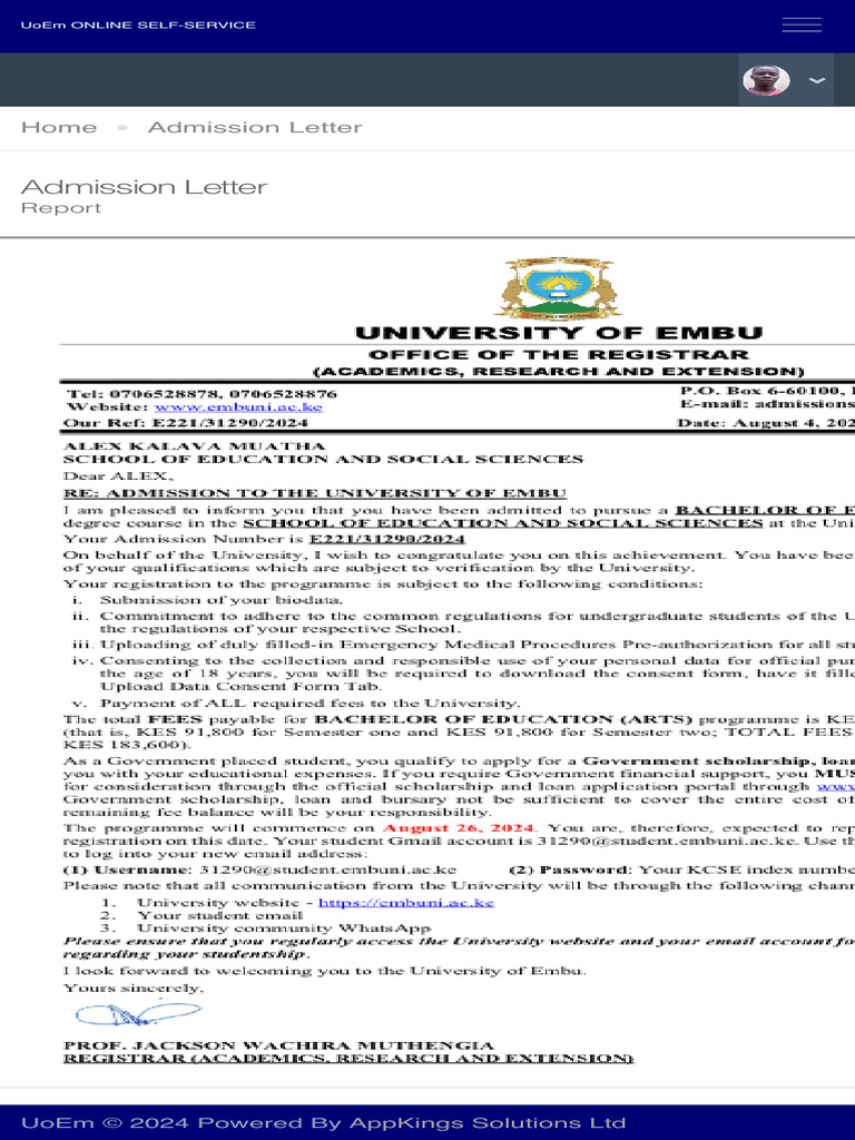 UoEm Online Self-Service | PDF