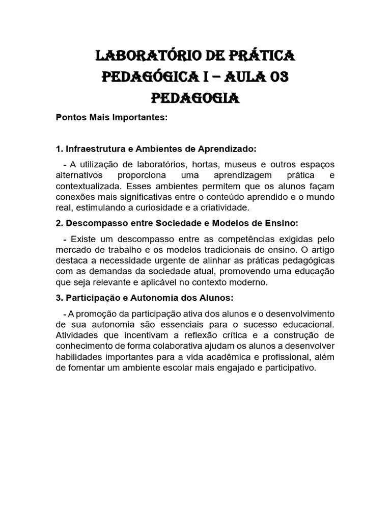 Laboratório de Prática Pedagógica PDF | PDF
