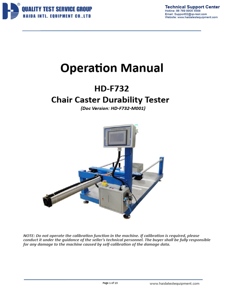 Manual of HD-F732 Chair Caster Durability Tester 2022.07 | PDF | Switch ...