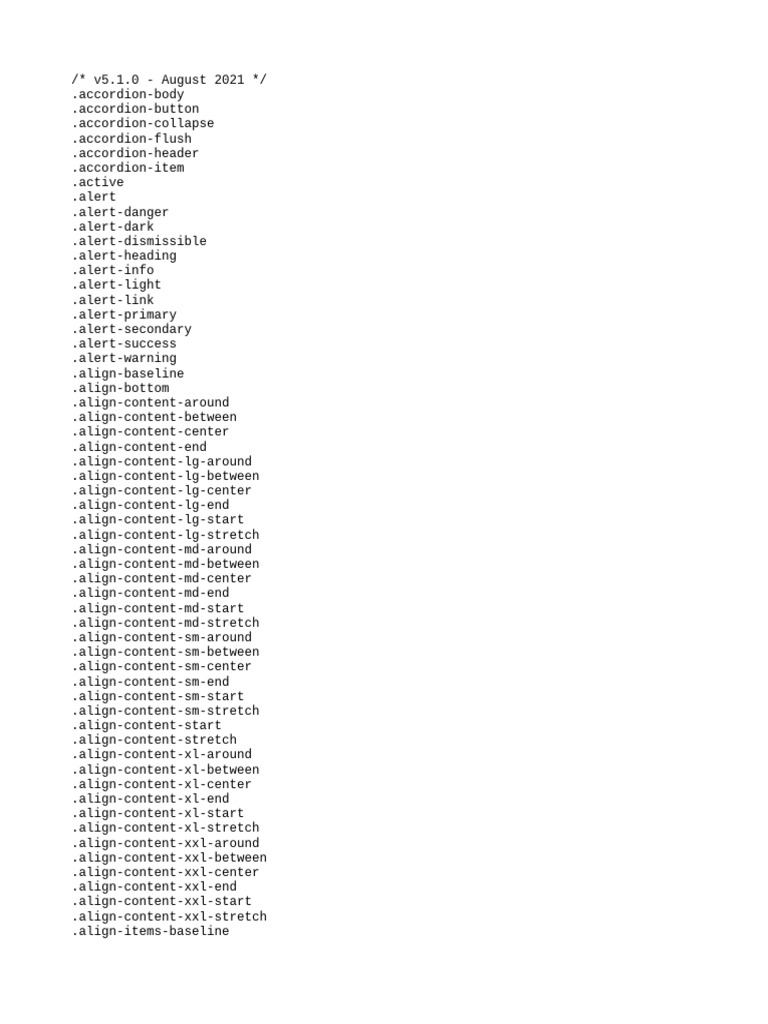 Bootstrap 5 Classes List Pdf Graphical User Interfaces System Software
