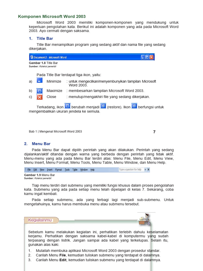 Komponen Utama Microsoft Word 2003 | PDF | Seni