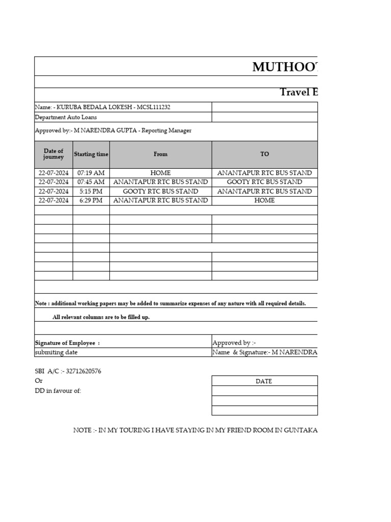 Travel Expense Reimbursement Form | PDF | Transport | Public Transport