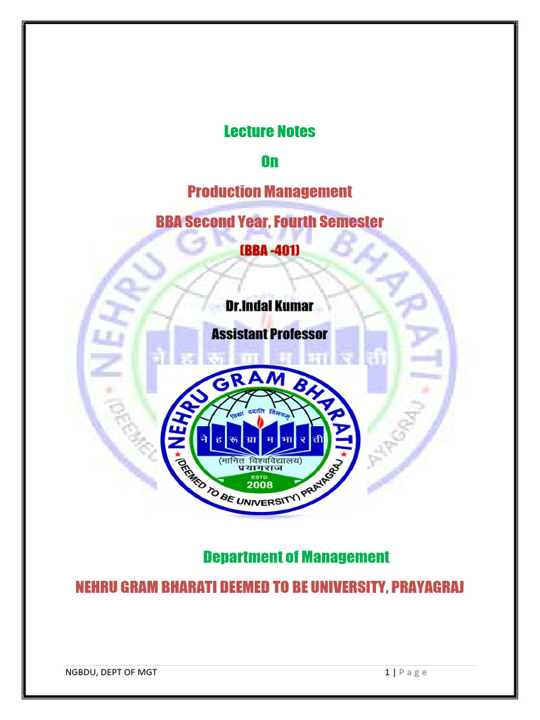 BBA Production Management Notes | PDF | New Product Development