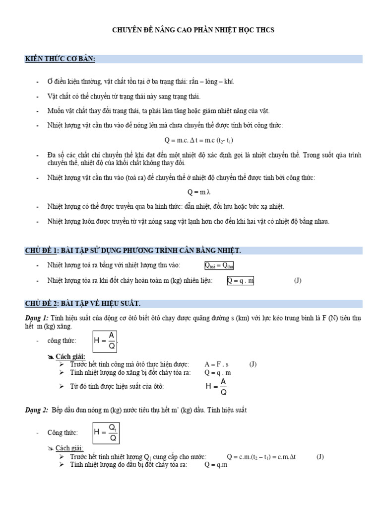 Chuyen de Nang Cao Phan Nhiet Hoc Thcs-Vat Li 8 | PDF