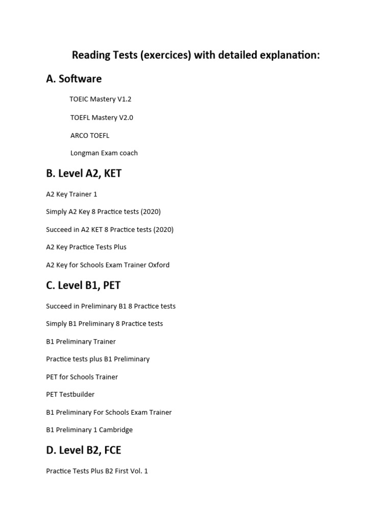 Comprehensive Reading Test Resources | PDF | Test Of English As A ...