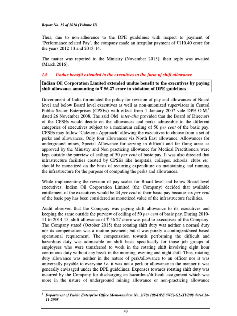 Shift Allowance Printed Draft para - IOCL | PDF