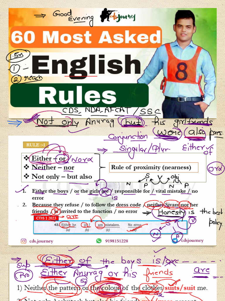 60 Most Important Rules English | PDF | Plural | Grammatical Number