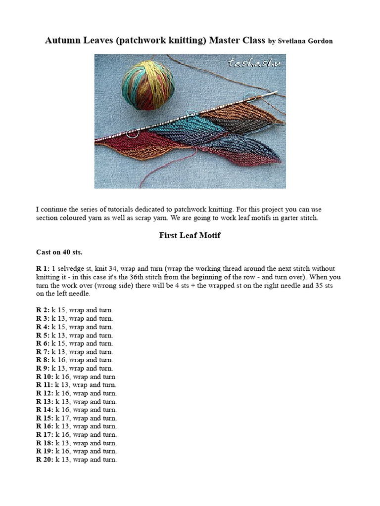 Autumn Leaves Knitting Master Class | PDF | Knitting | Crafts