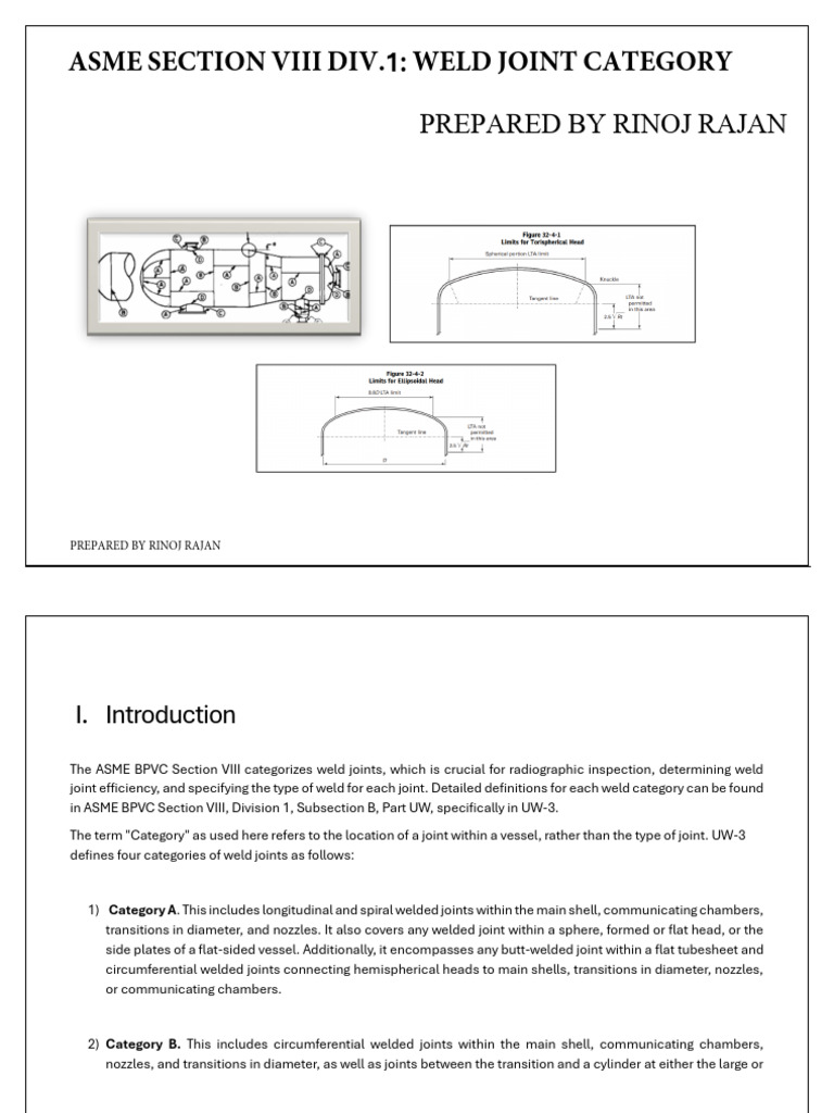 Asme Section Viii Div 1 Weld Joint Category Prepared by Rinoj Rajan 1722836016 | PDF | Sphere ...