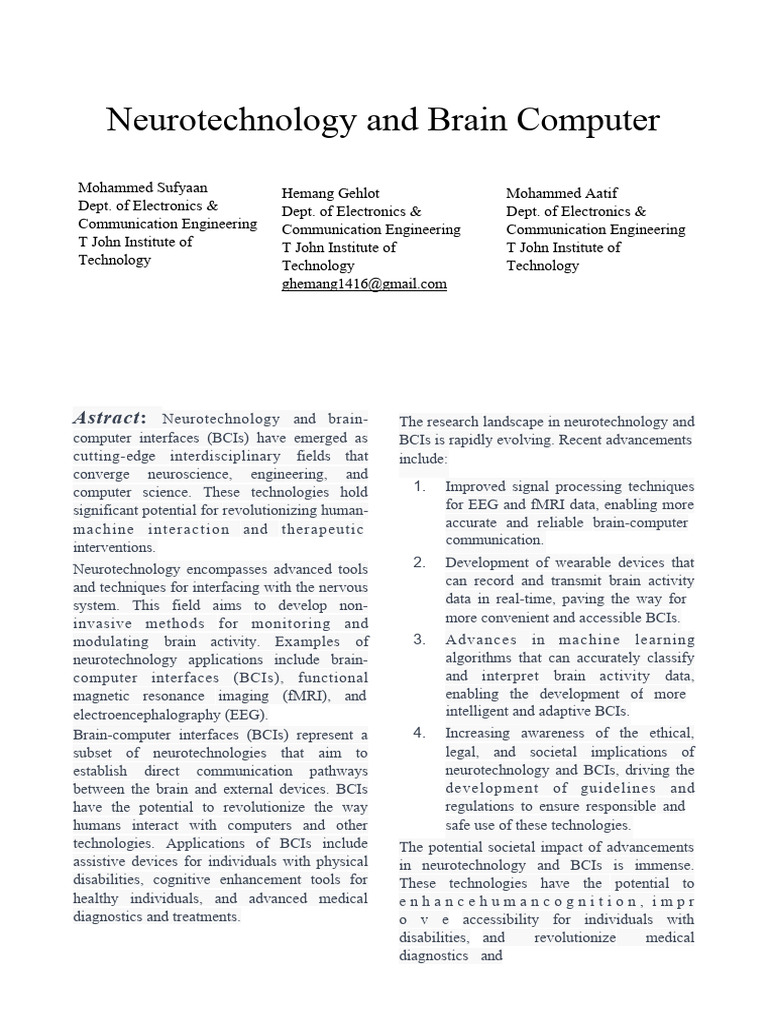 Neurotechnology - Brain Computer | PDF | Electroencephalography | Event Related Potential