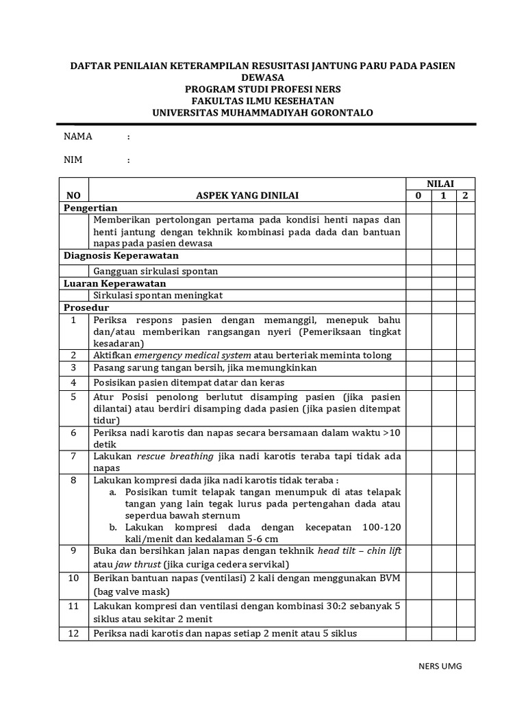 Sop Resusitasi Jantung Paru Dewasa | PDF