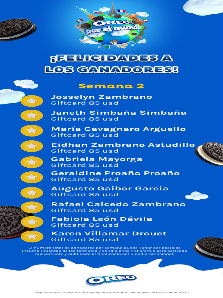 Oreo'24 - Ec Ganadores Sem 2 | PDF