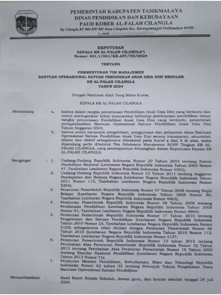 SK TIM BOSP KB AL FALAH CILANGLA - Compressed | PDF