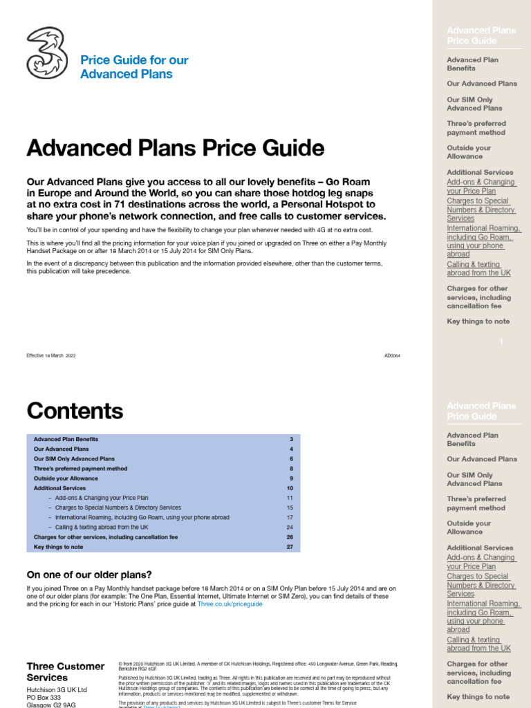 Advanced Price Guide | PDF | Roaming | Fee
