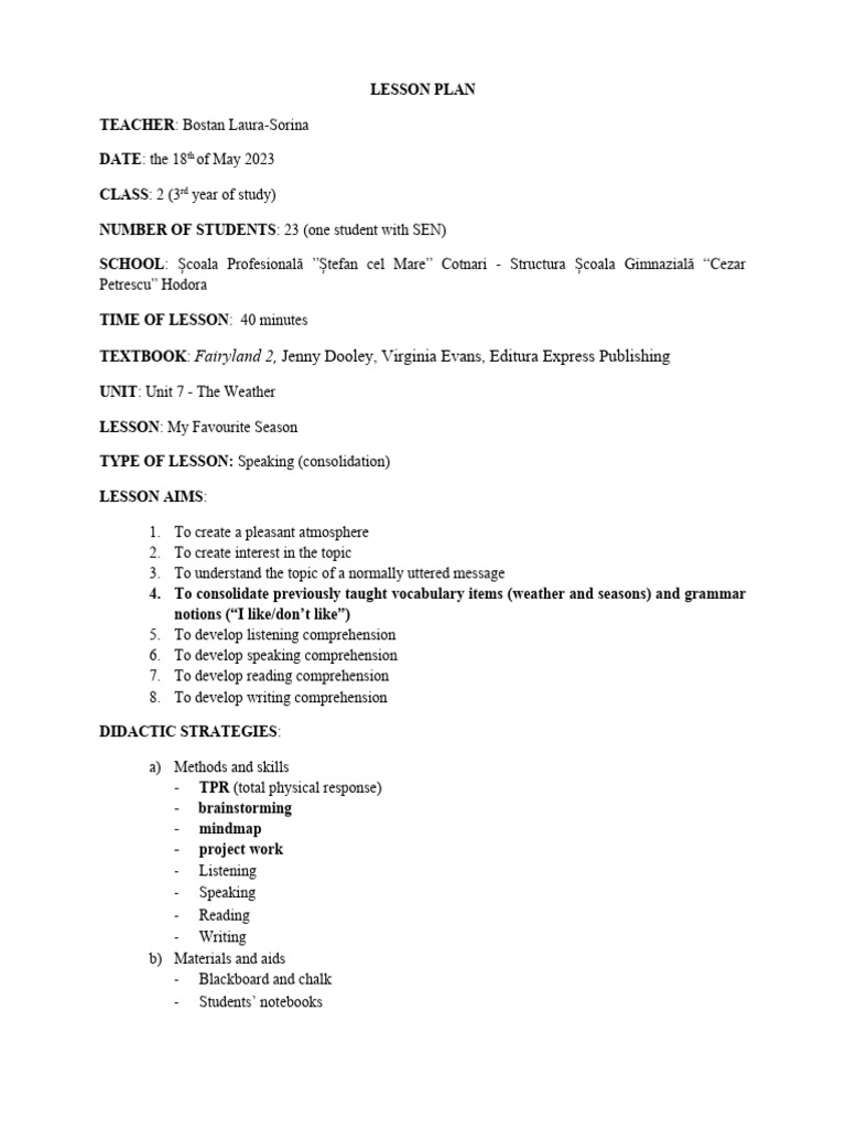 2 - My Favourite Season | PDF | Cognitive Science | Behavior Modification