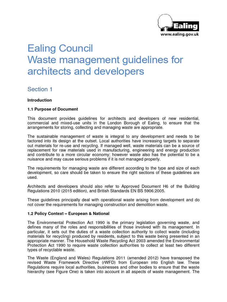 Ealing Waste Management Guidelines April 2022 | PDF | Waste Management ...