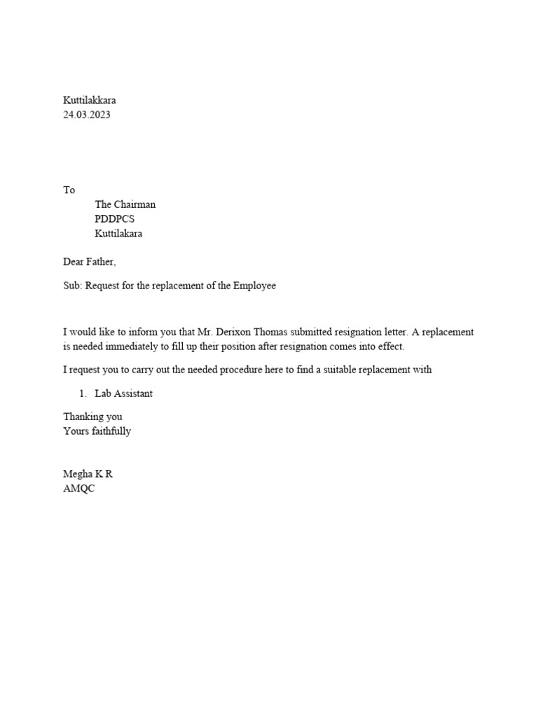 Letter For Staff Requirement QC | PDF