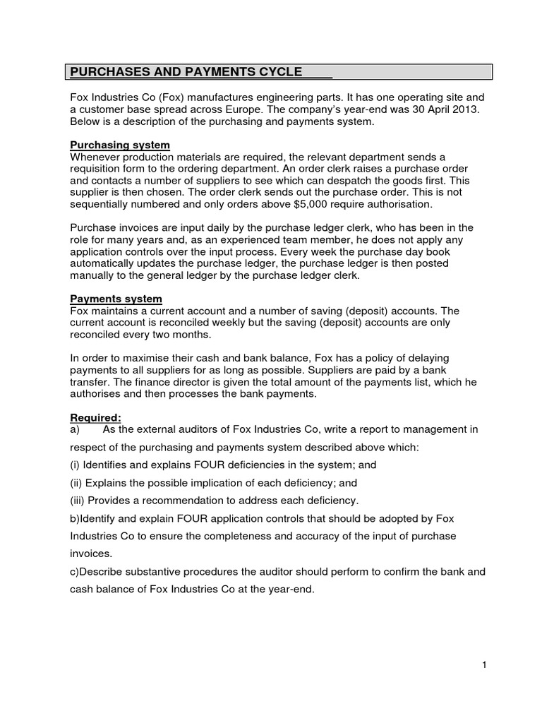 Purchases and Payments Cycle | PDF | Business