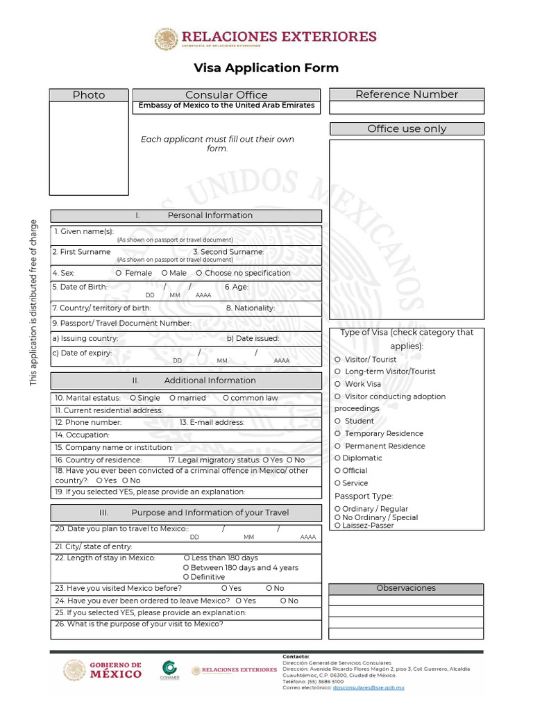 MEXICO VISA Application Form 2024 | PDF | Travel Visa | Passport