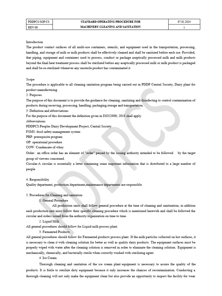 Cleaning And Sanitizing Procedure Pdf Disinfectant